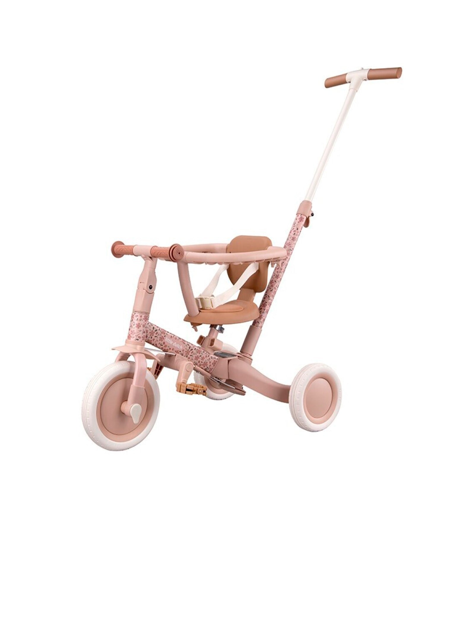 Triciclo con barra flores rosa - Little Dutch | KIDSME – Kidsme Store